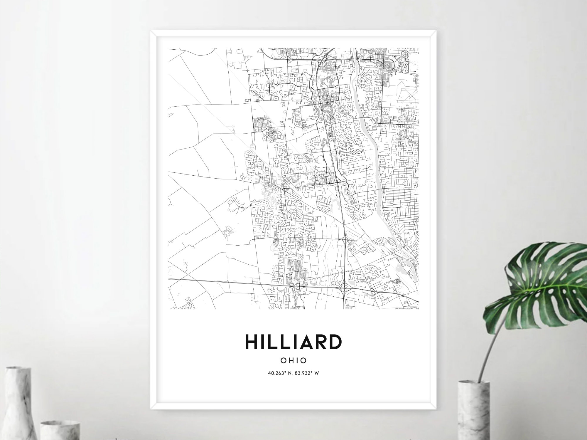 Hilliard Map Print Hilliard Map Poster Wall Art Oh City Map - Etsy