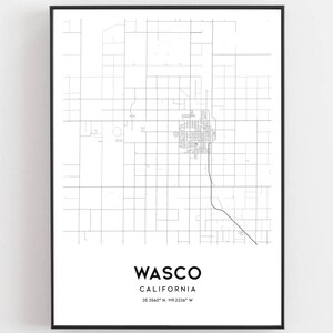 Wasco Map Print Wasco Map Poster Wall Art Ca City Map | Etsy