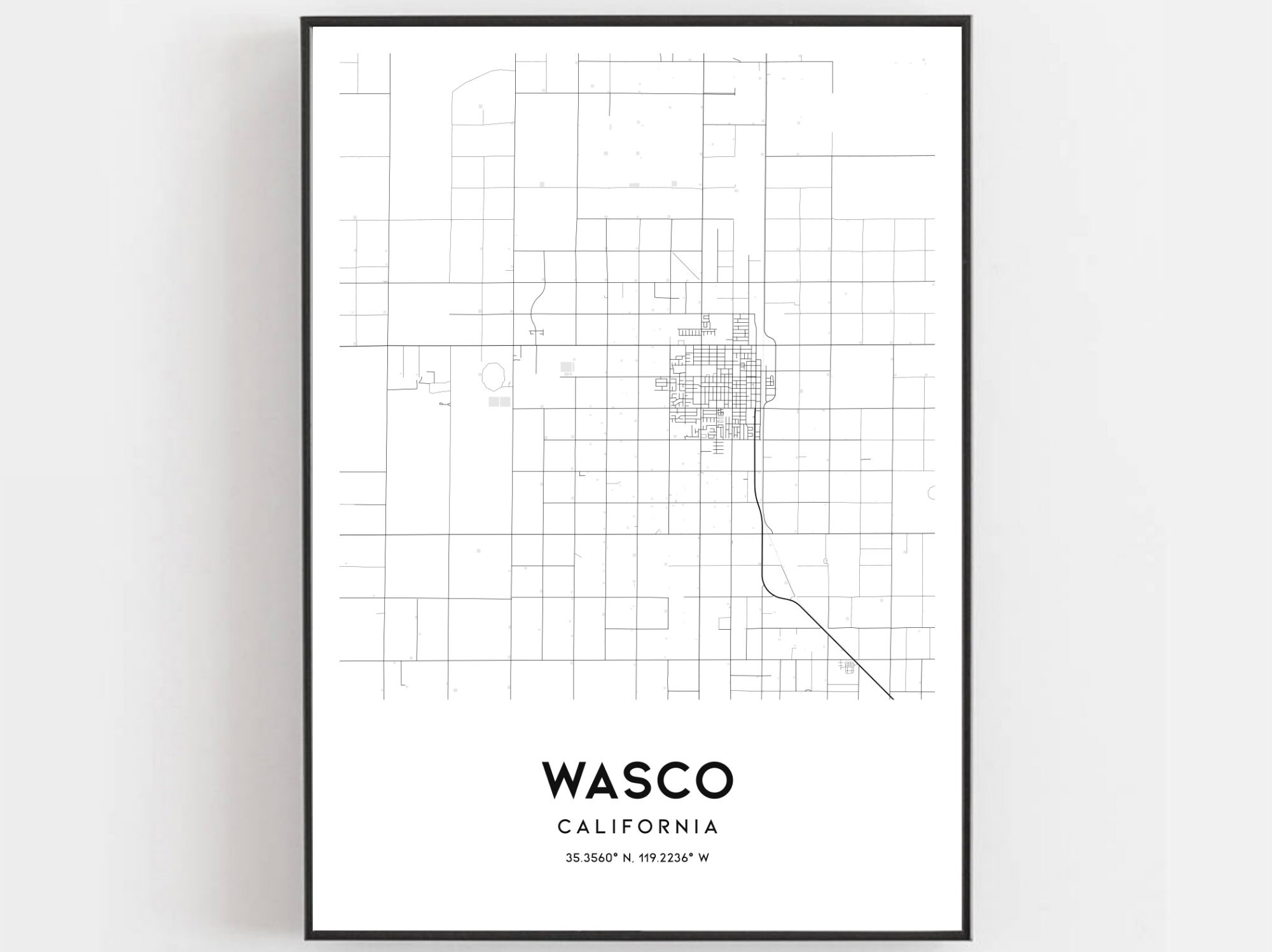 Wasco Map Print Wasco Map Poster Wall Art Ca City Map | Etsy