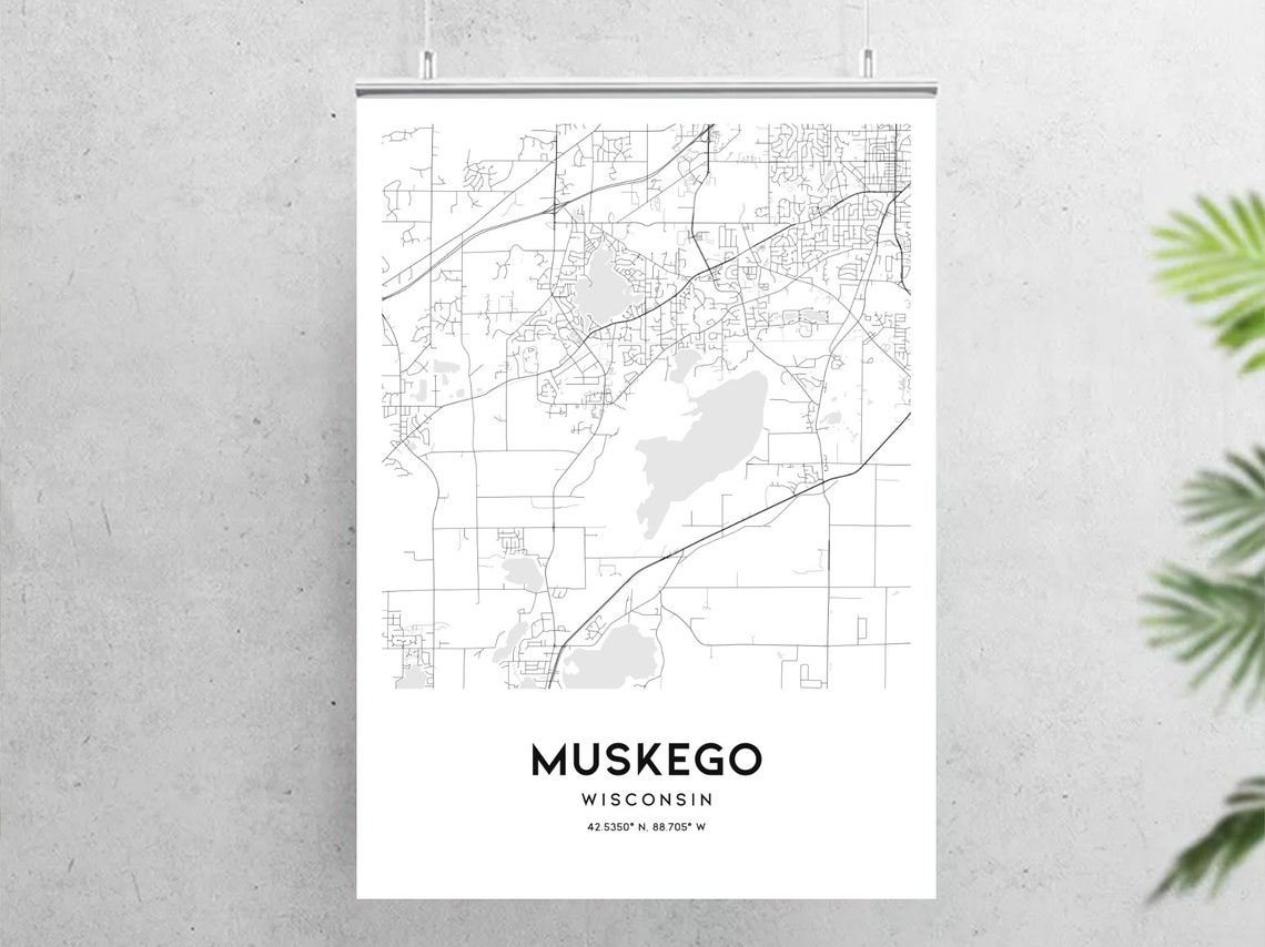 Muskego Map Print Muskego Map Poster Wall Art Wi City Map | Etsy
