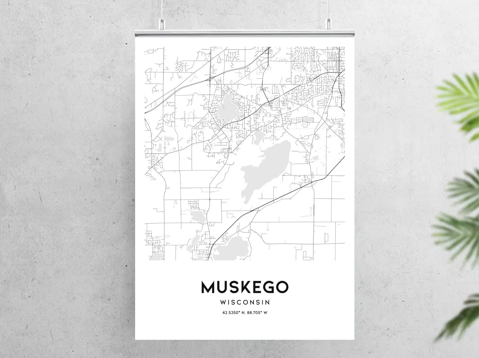 Muskego Map Print Muskego Map Poster Wall Art Wi City Map | Etsy