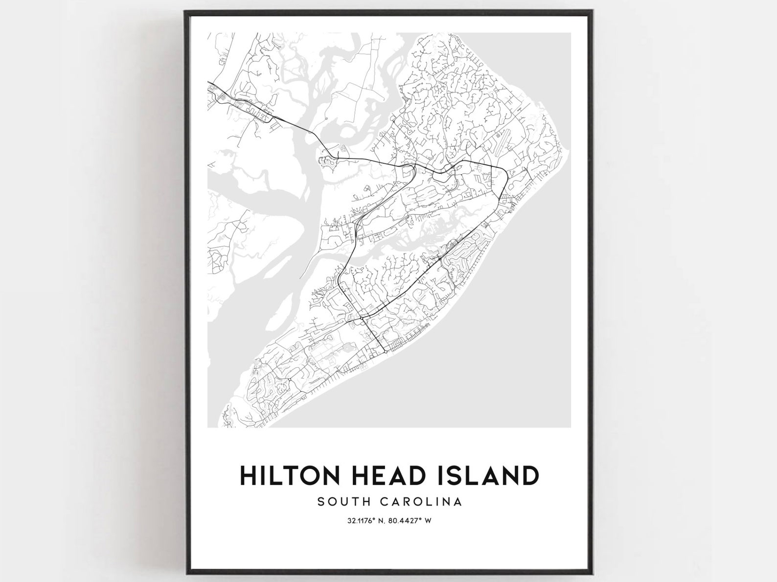 Hilton Head Island Map Print Hilton Head Island Map Poster | Etsy