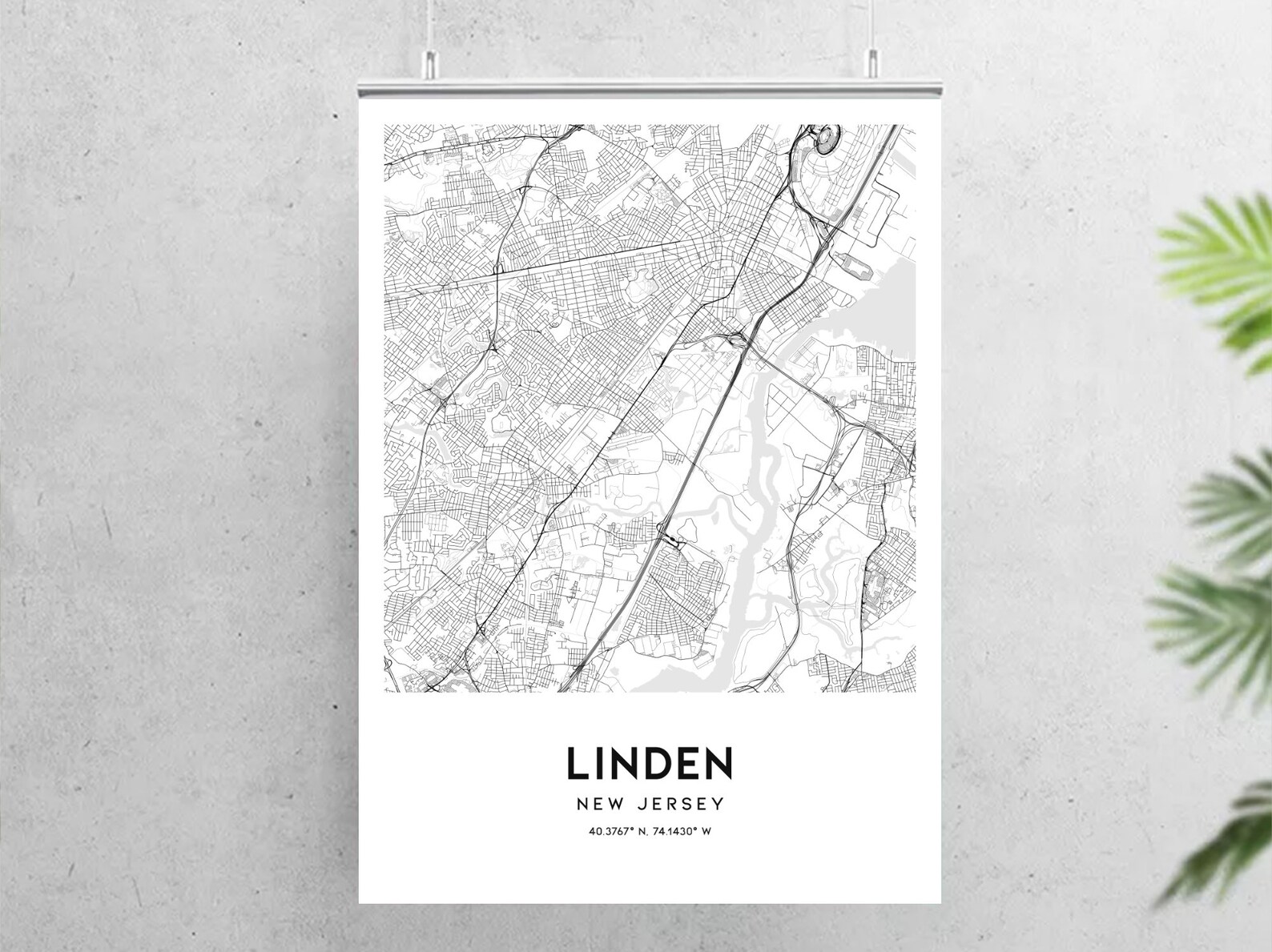Linden Map Print Linden Map Poster Wall Art Nj City Map New | Etsy