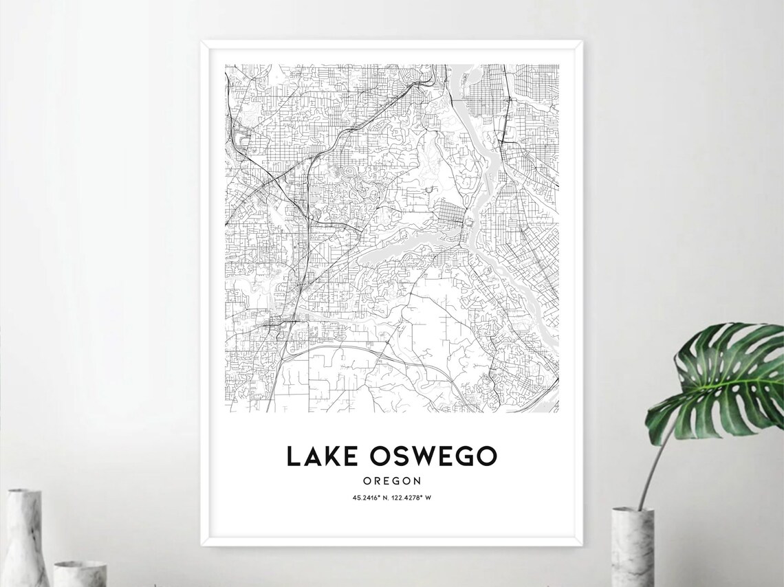 Lake Oswego Map Print Lake Oswego Map Poster Wall Art or - Etsy