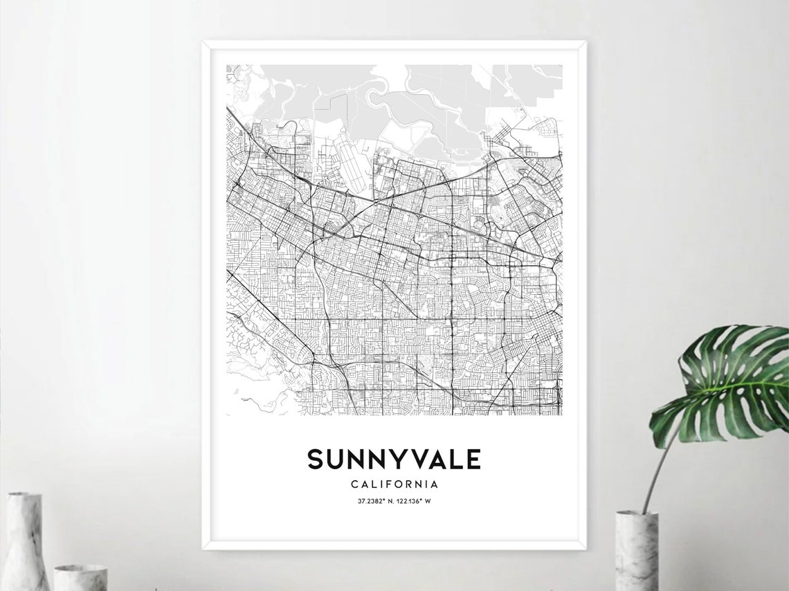 Sunnyvale Map Print, Sunnyvale Map Poster Wall Art, Ca City Map ...
