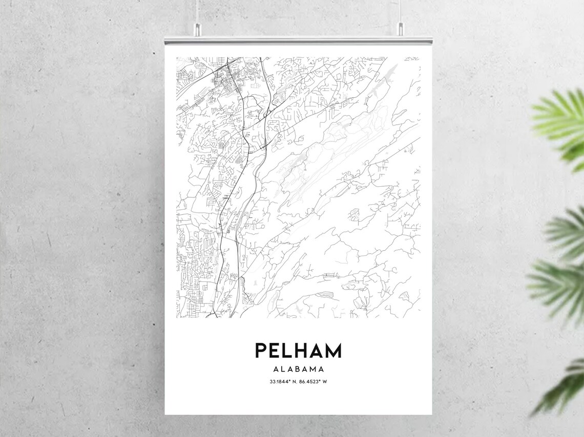 Pelham Map Print Pelham Map Poster Wall Art Al City Map | Etsy