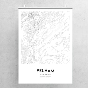 Pelham Map Print Pelham Map Poster Wall Art Al City Map | Etsy