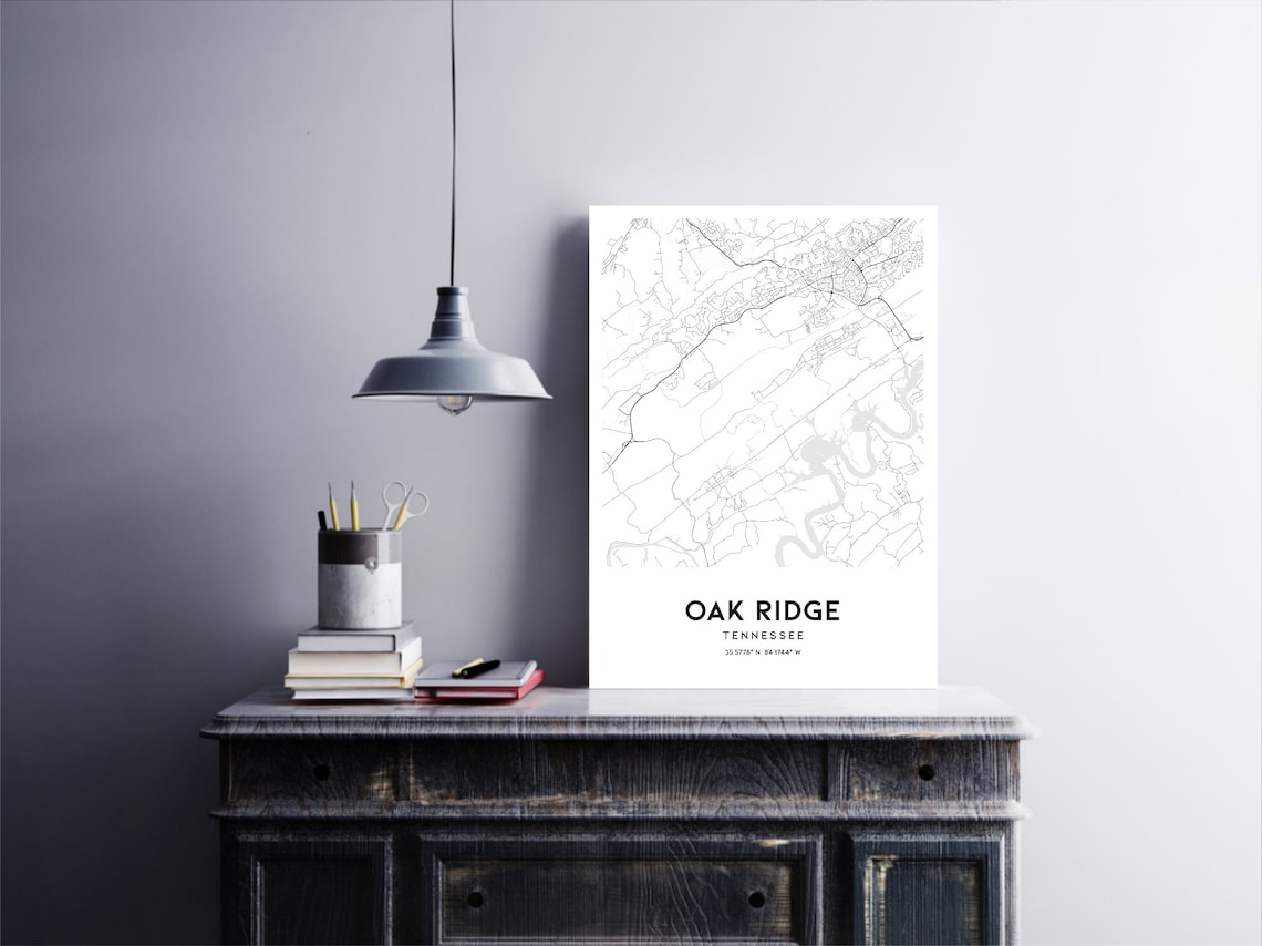 Oak Ridge Map Print, Oak Ridge Map Poster Wall Art, Tn City Map ...