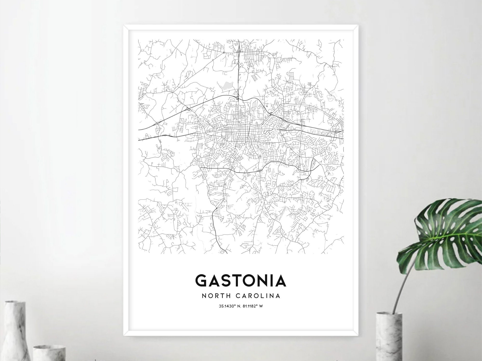 Gastonia Map Print, Gastonia Map Poster Wall Art, Nc City Map, North ...