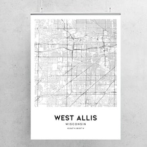 West Allis Map Print West Allis Map Poster Wall Art Wi City | Etsy