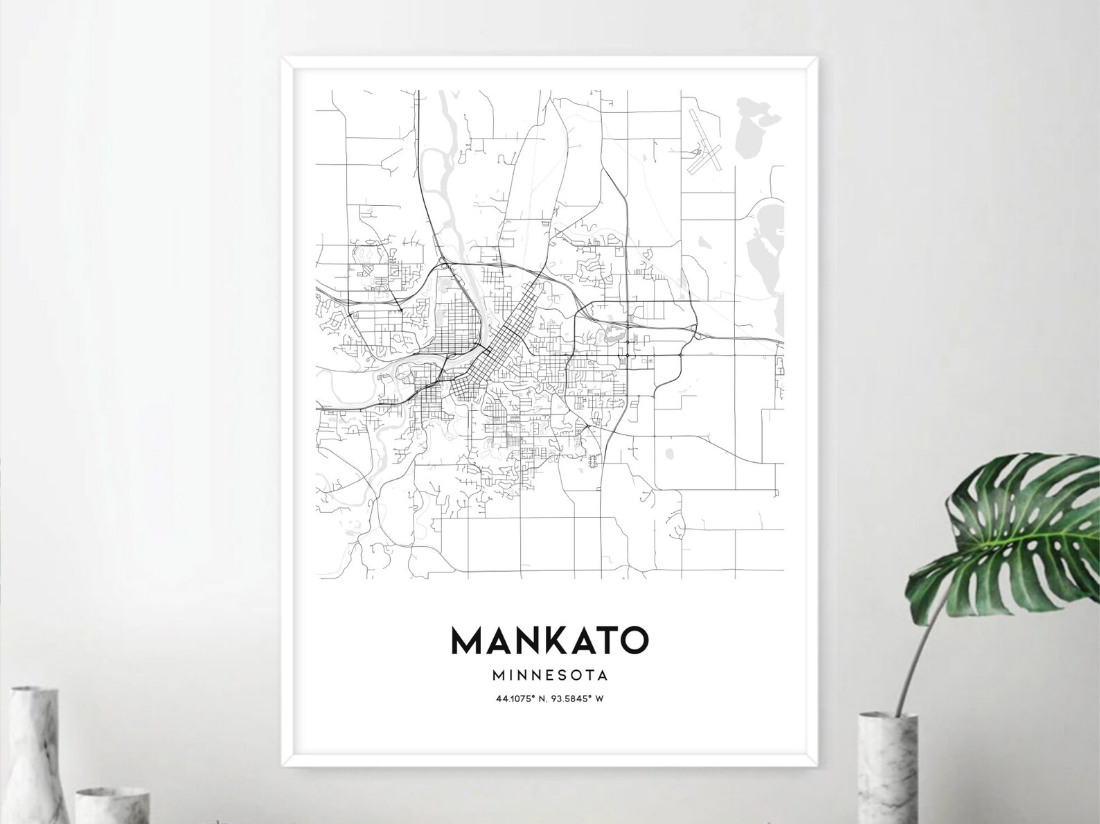 Mankato Map Print, Mankato Map Poster Wall Art, Mn City Map, Minnesota ...