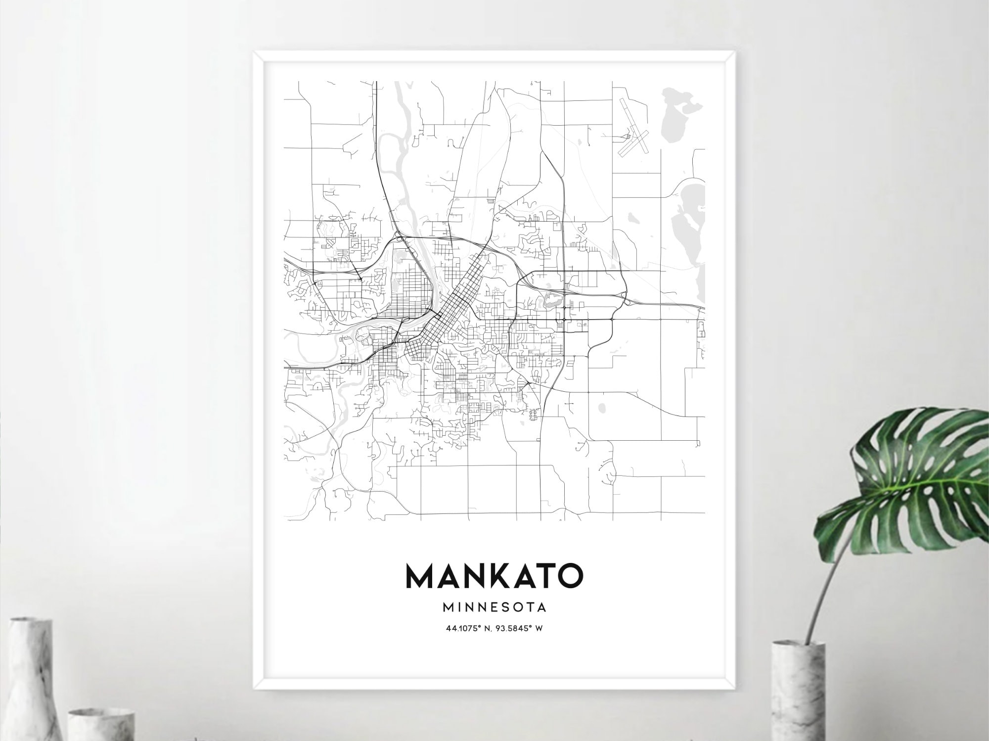 Mankato Map Print, Mankato Map Poster Wall Art, Mn City Map, Minnesota ...