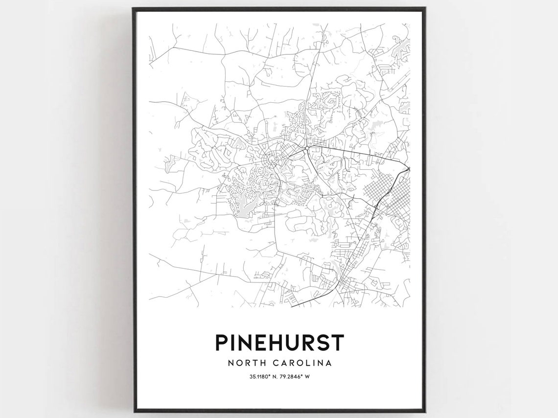 Pinehurst Map Print Pinehurst Map Poster Wall Art Nc City | Etsy