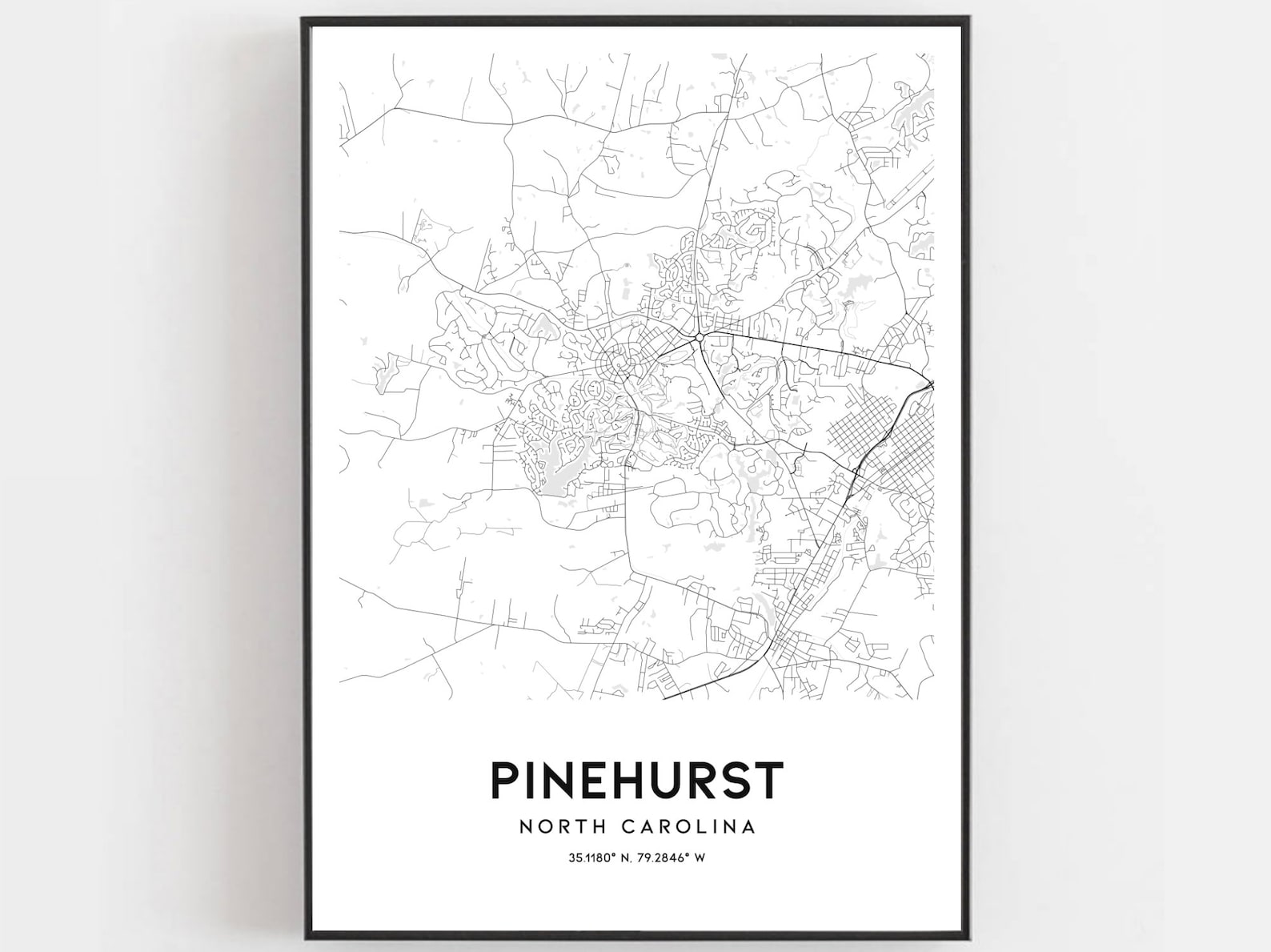 Pinehurst Map Print Pinehurst Map Poster Wall Art Nc City | Etsy