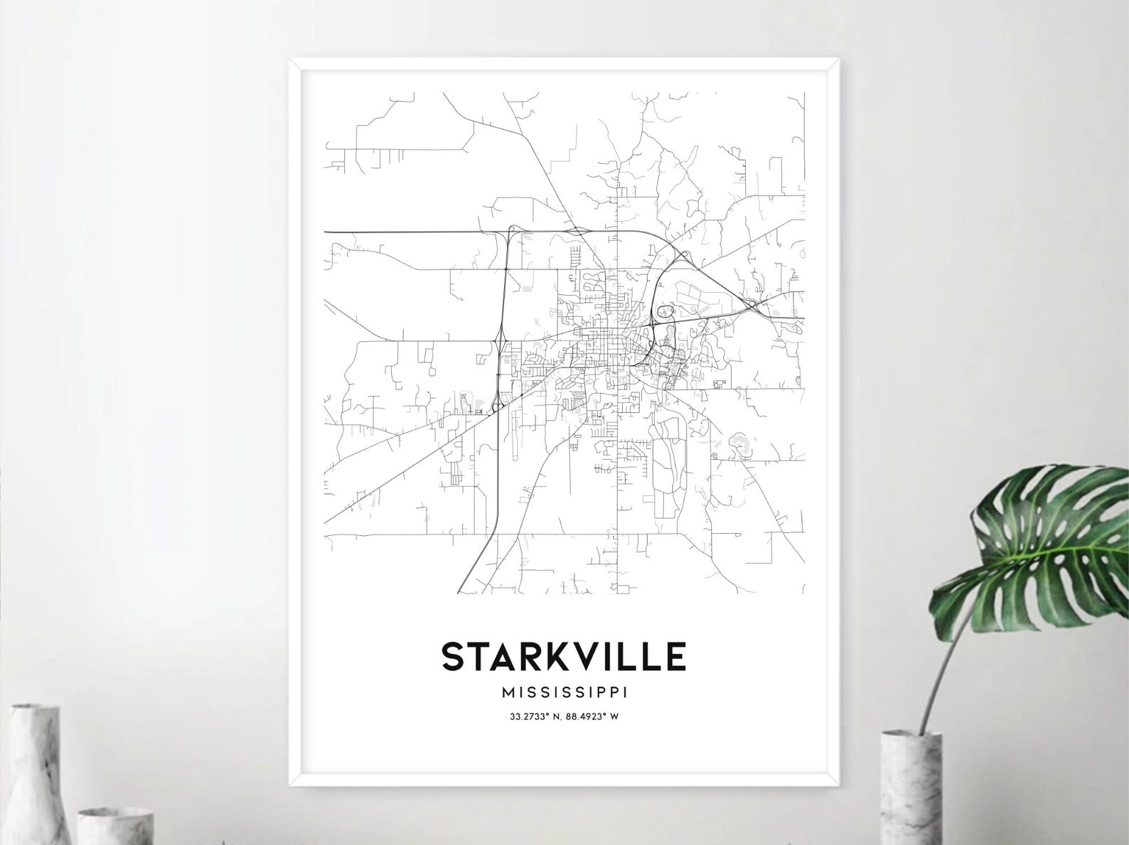 Starkville Map Print Starkville Map Poster Wall Art Ms City - Etsy
