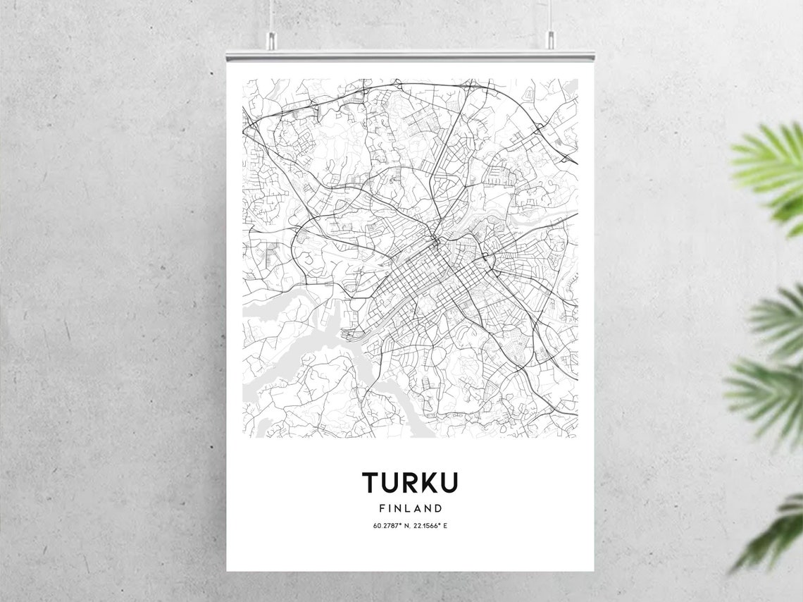 Turku Map Print Turku Map Poster Wall Art Turku City Map | Etsy
