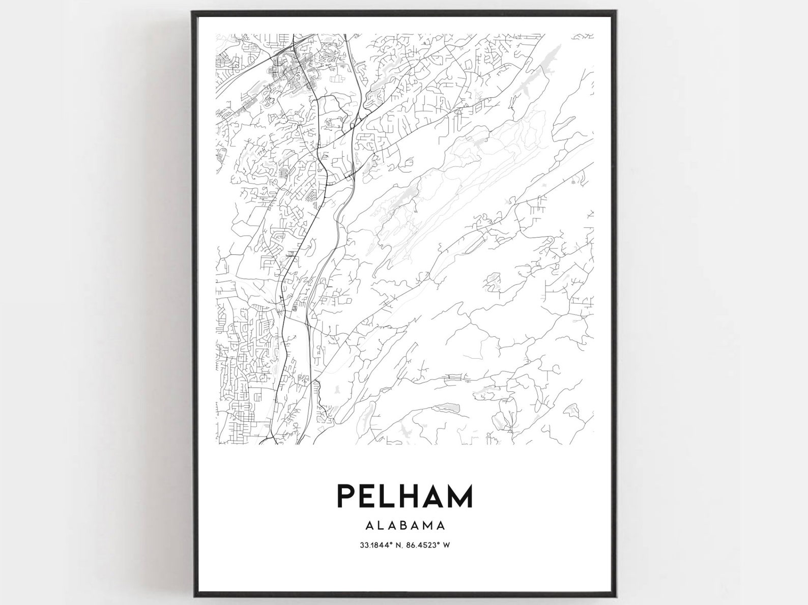 Pelham Map Print Pelham Map Poster Wall Art Al City Map | Etsy