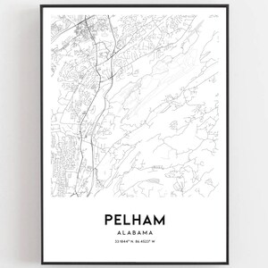 Pelham Map Print Pelham Map Poster Wall Art Al City Map | Etsy