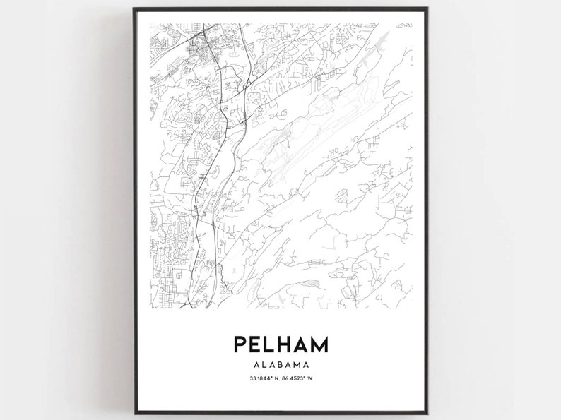 Pelham Map Print Pelham Map Poster Wall Art Al City Map | Etsy