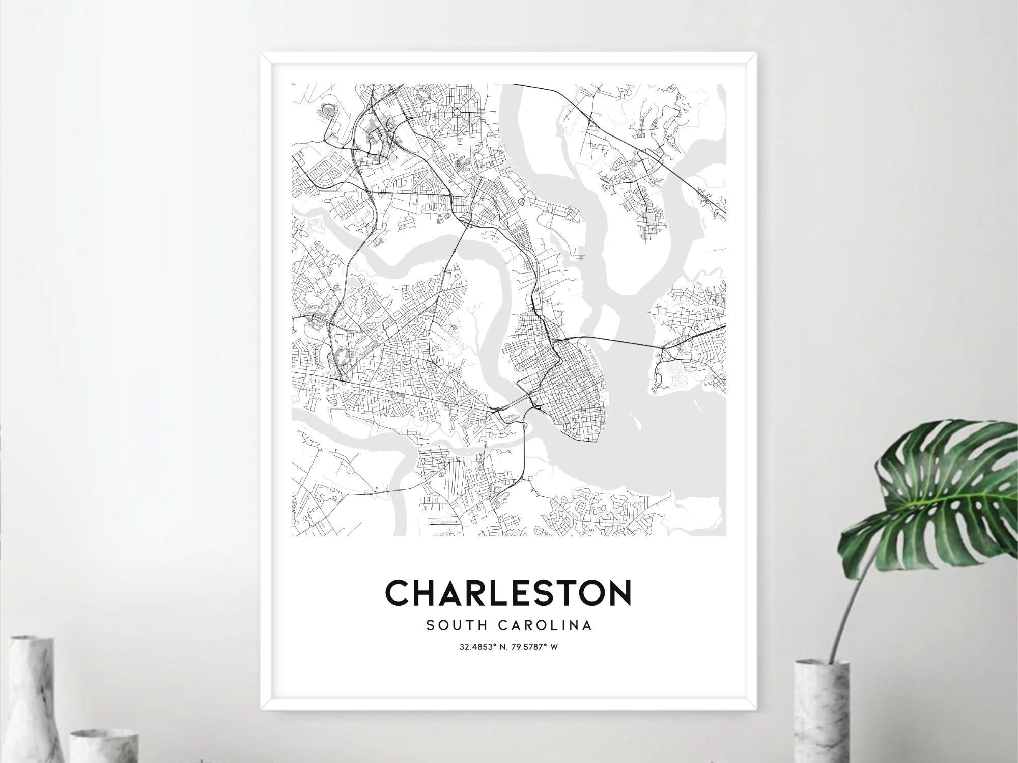 Charleston Map Print, Charleston Map Poster Wall Art, Sc City Map ...