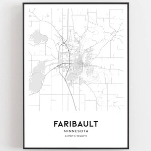 Faribault Map Print Faribault Map Poster Wall Art Mn City | Etsy