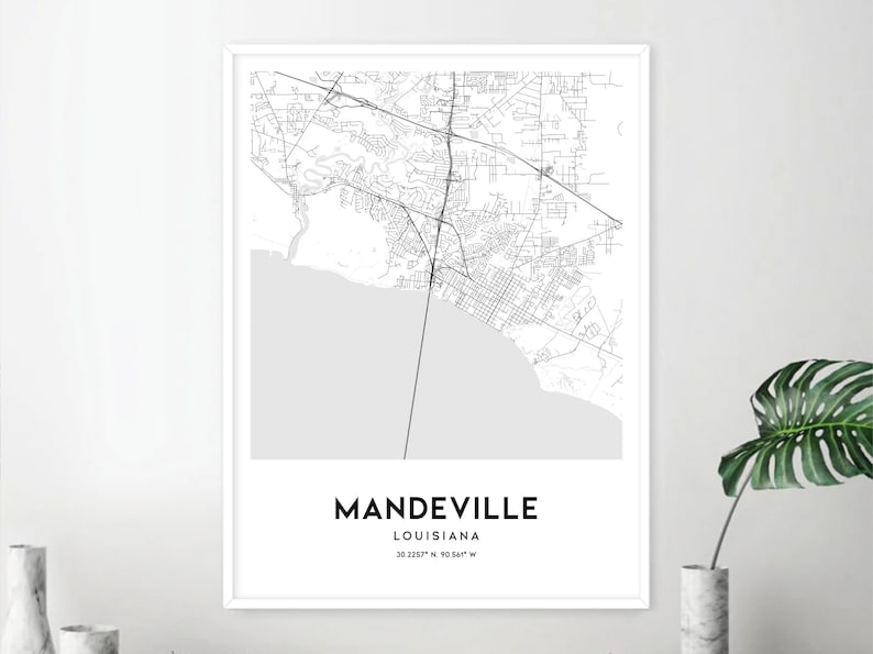 Mandeville Map Print Mandeville Map Poster Wall Art La City - Etsy