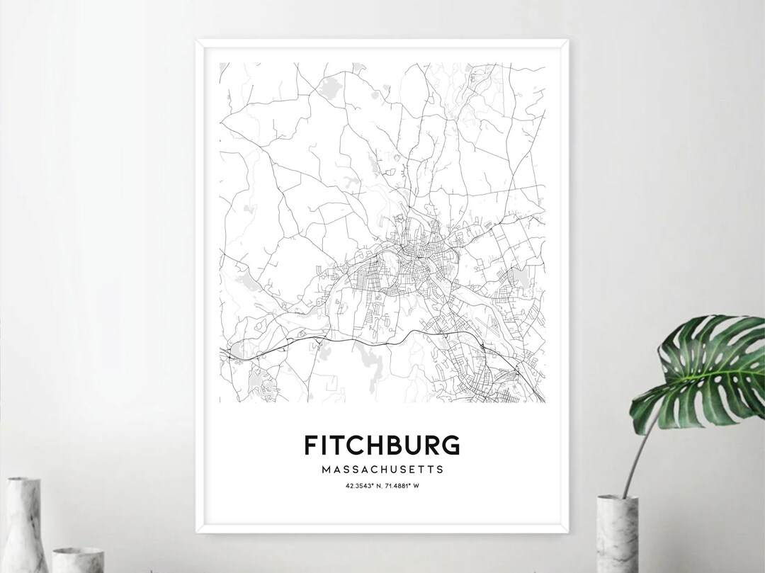 Fitchburg Map Print Fitchburg Map Poster Wall Art Ma City - Etsy