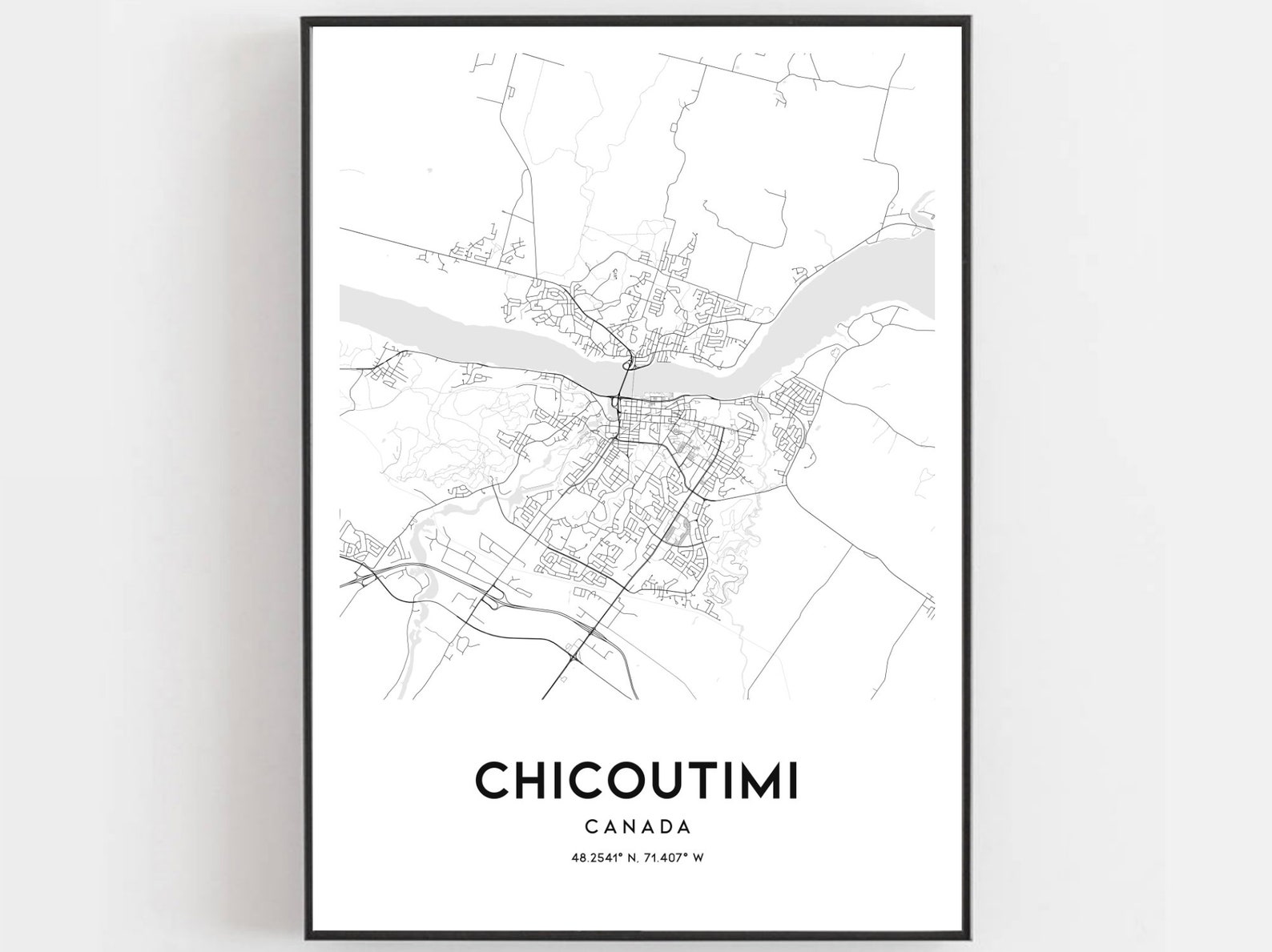 Chicoutimi Map Print Chicoutimi Map Poster Wall Art | Etsy