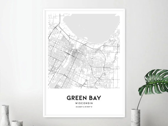 Green Bay Map Print Green Bay Map Poster Wall Art Wi City - Etsy