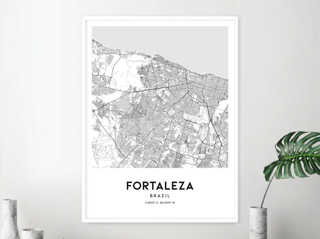 Fortaleza Map Print, Fortaleza Map Poster Wall Art, Fortaleza City Map ...
