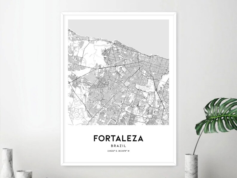 Fortaleza Map Print Fortaleza Map Poster Wall Art Fortaleza - Etsy