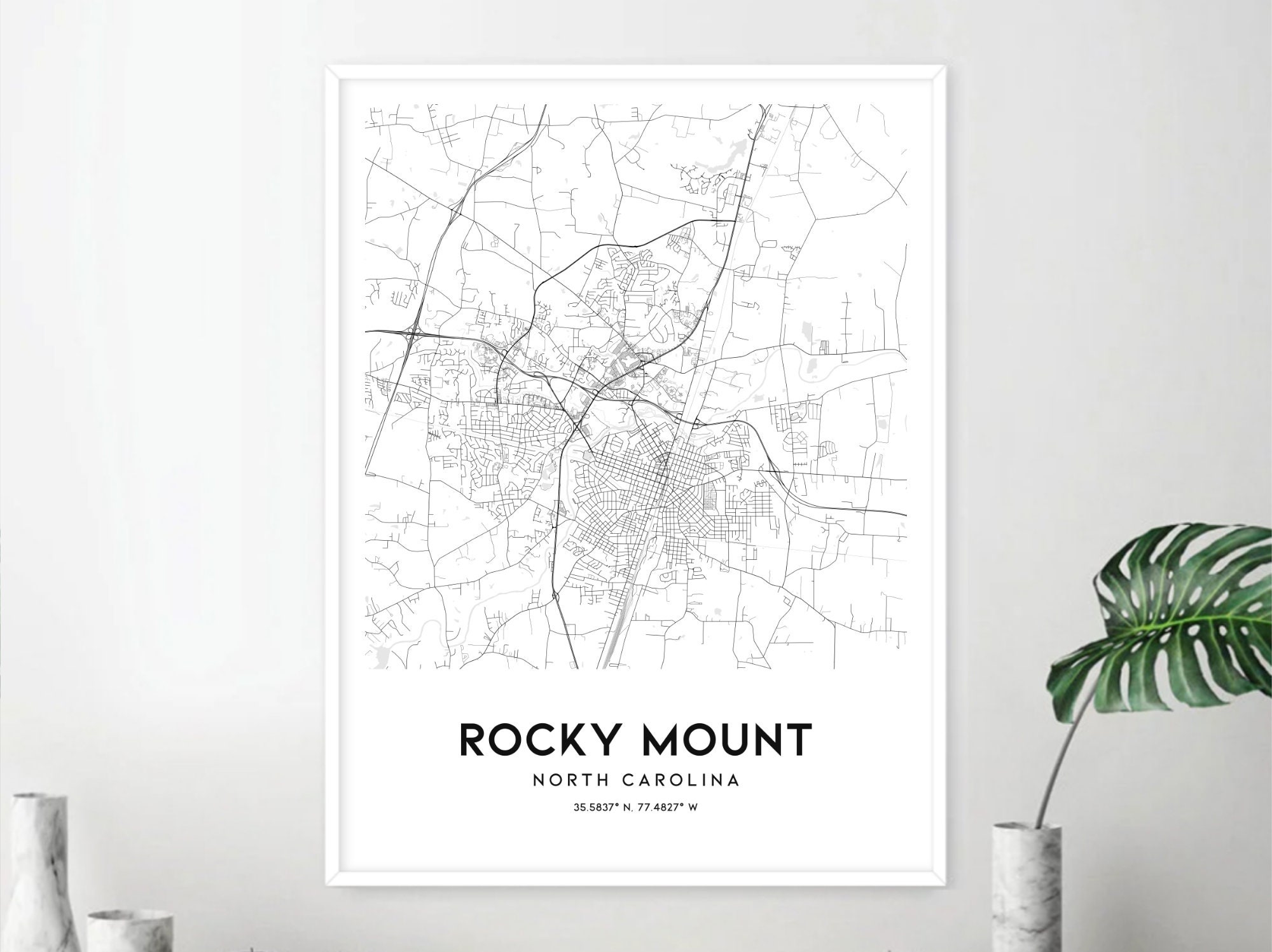 Rocky Mount Map Print, Rocky Mount Map Poster Wall Art, Nc City Map ...