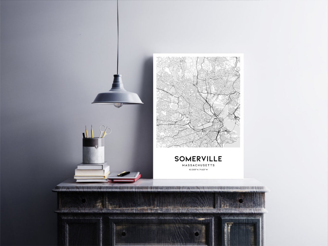 Somerville Map Print Somerville Map Poster Wall Art Ma City - Etsy