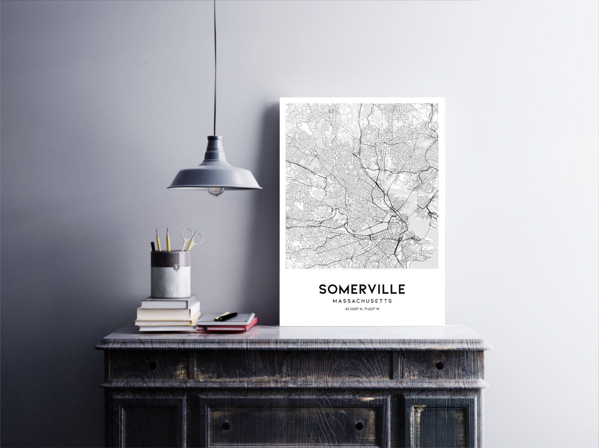 Somerville Map Print Somerville Map Poster Wall Art Ma City - Etsy
