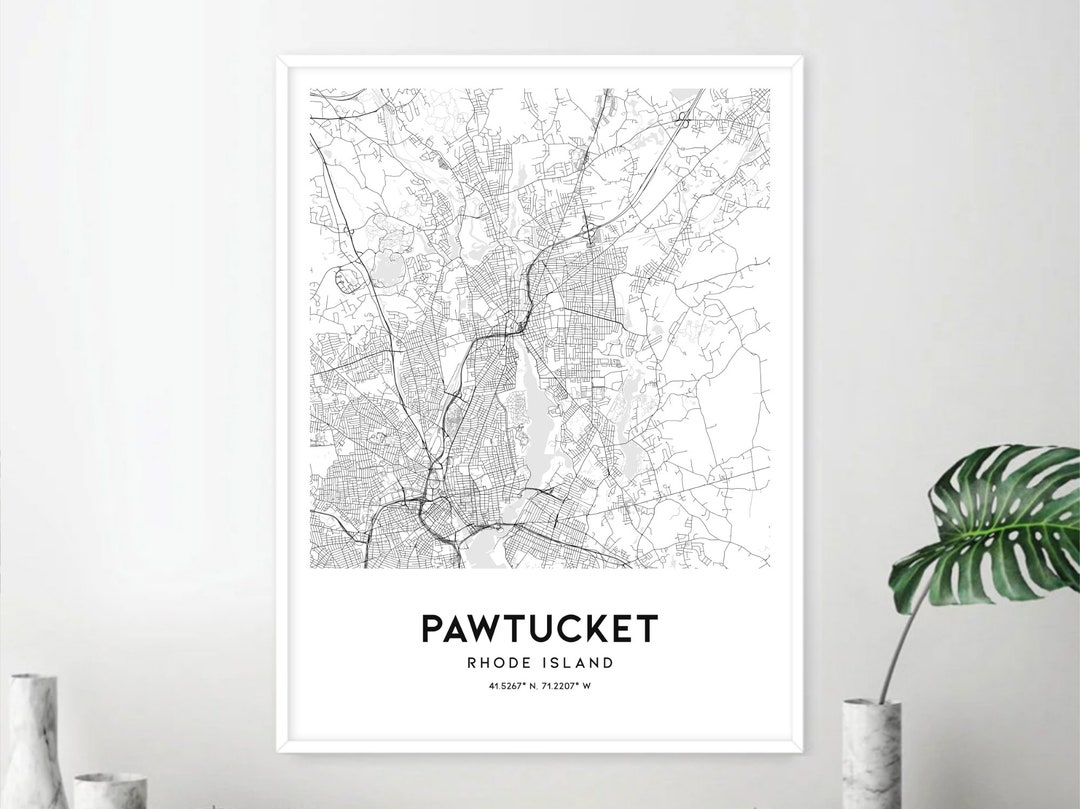 Pawtucket Map Print, Pawtucket Map Poster Wall Art, Ri City Map, Rhode ...