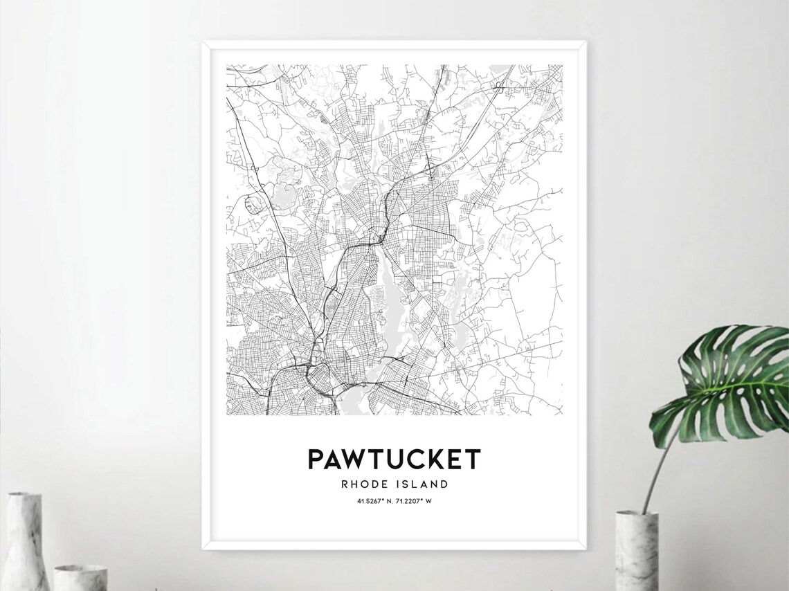 Pawtucket Map Print Pawtucket Map Poster Wall Art Ri City - Etsy