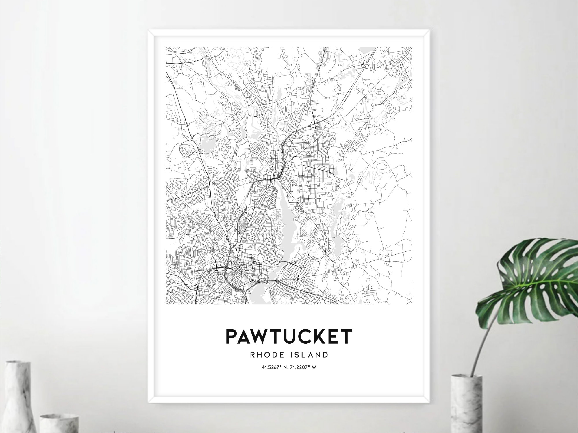 Pawtucket Map Print Pawtucket Map Poster Wall Art Ri City - Etsy