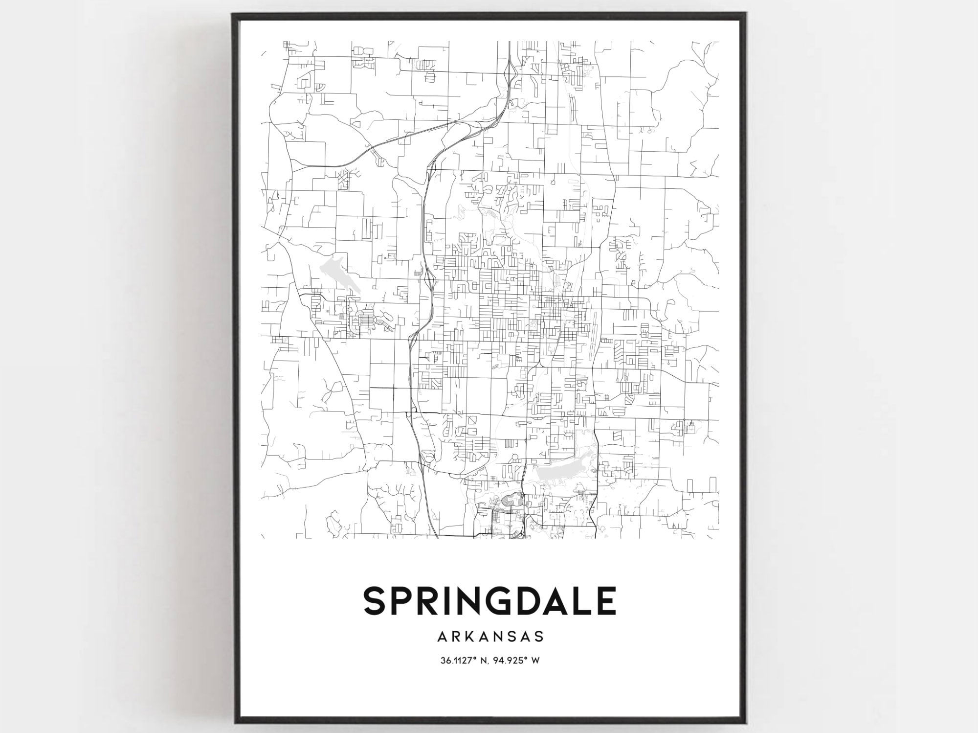 Springdale Map Print Springdale Map Poster Wall Art Ar City - Etsy UK