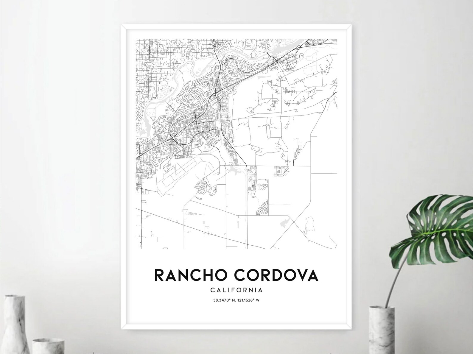 Rancho Cordova Map Print, Rancho Cordova Map Poster Wall Art, Ca City ...