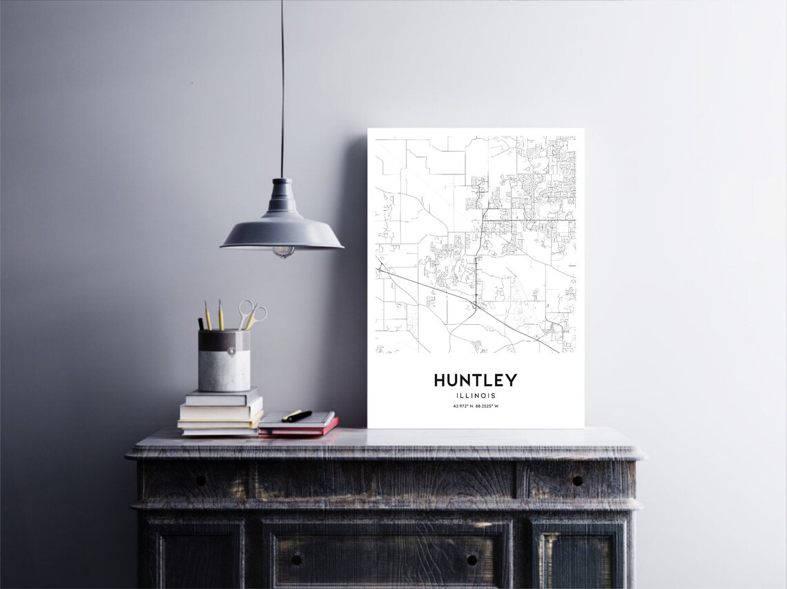 Huntley Map Print Huntley Map Poster Wall Art Il City Map - Etsy