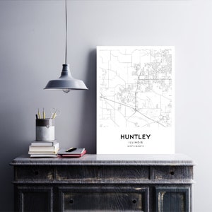 Huntley Map Print Huntley Map Poster Wall Art Il City Map - Etsy