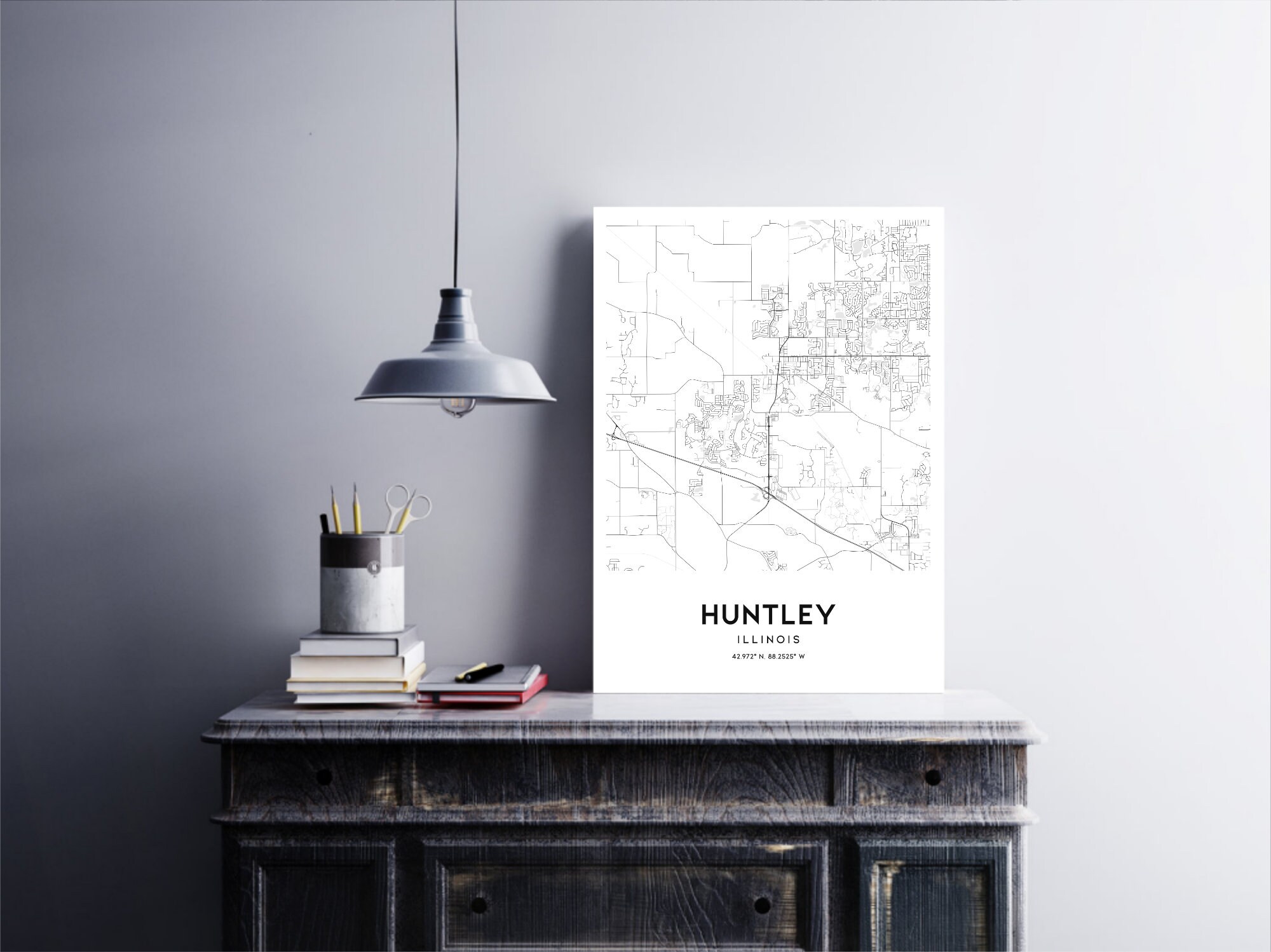 Huntley Map Print Huntley Map Poster Wall Art Il City Map - Etsy