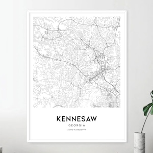 Kennesaw Map Print Kennesaw Map Poster Wall Art Ga City Map - Etsy