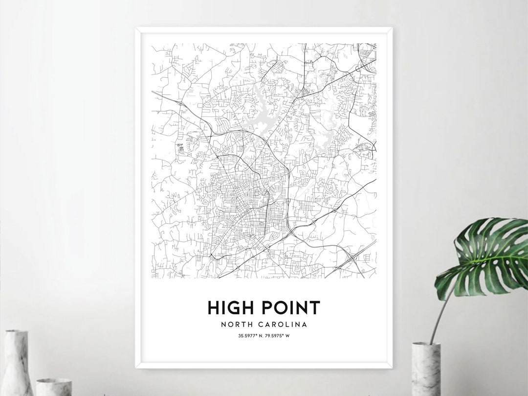 High Point Map Print, High Point Map Poster Wall Art, Nc City Map ...