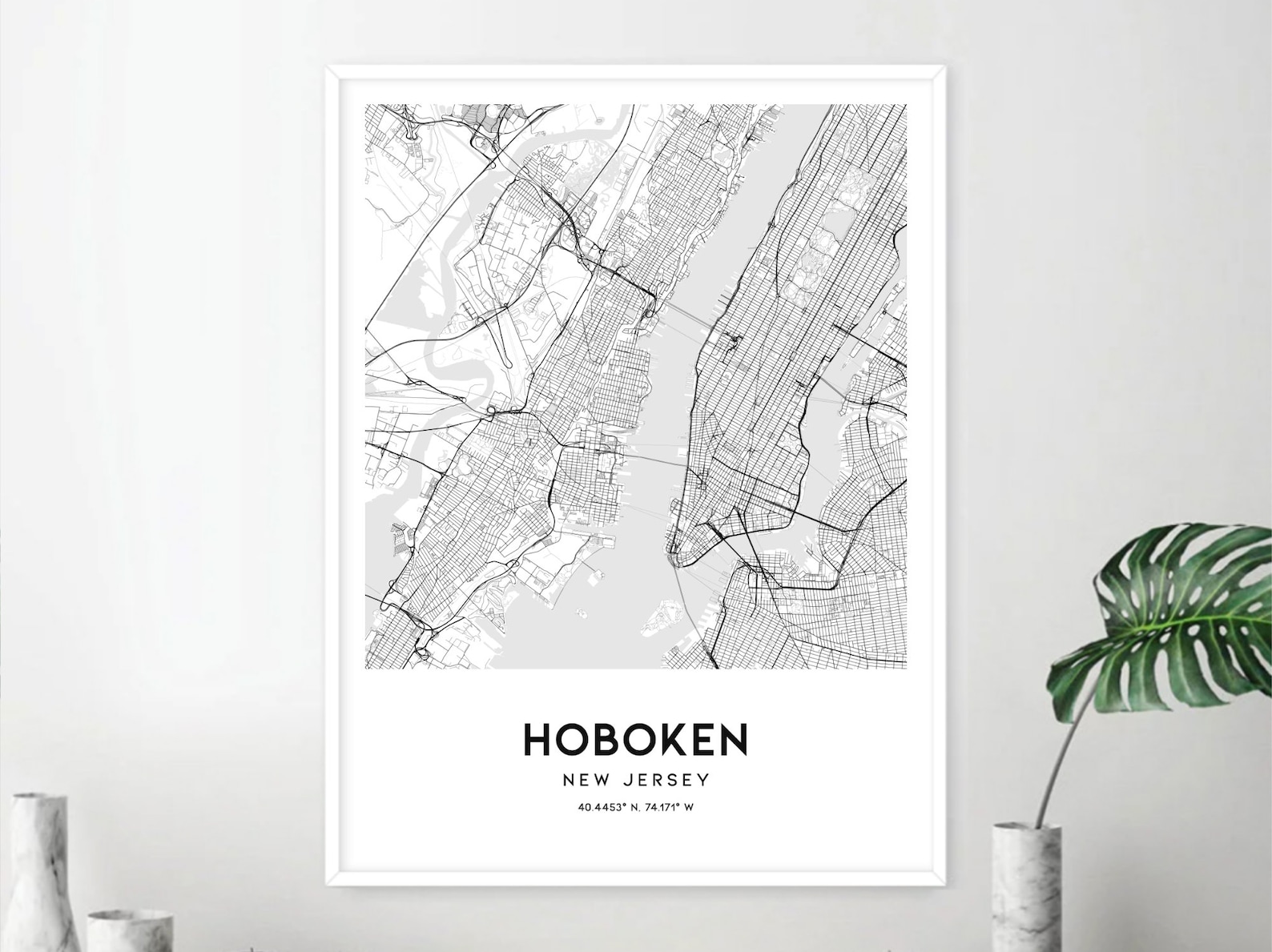Hoboken Map Print, Hoboken Map Poster Wall Art, Nj City Map, New Jersey ...