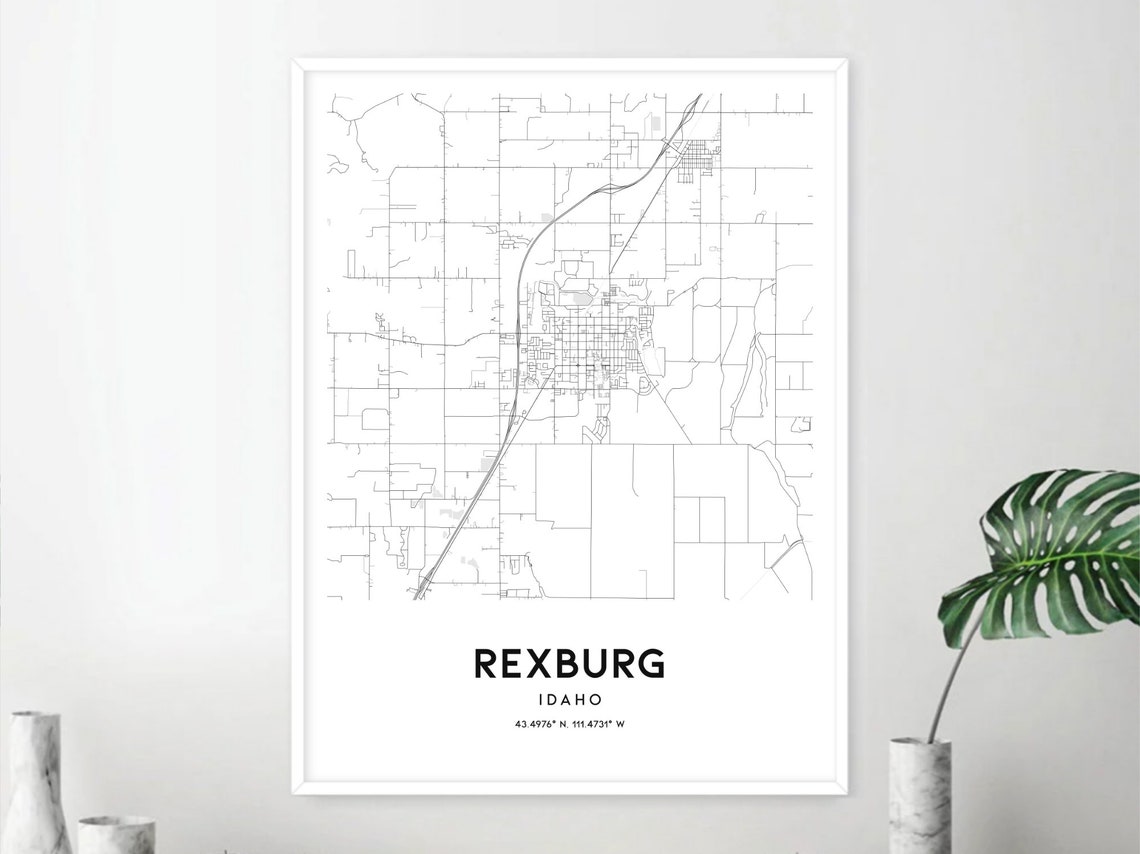 Rexburg Map Print Rexburg Map Poster Wall Art Id City Map - Etsy