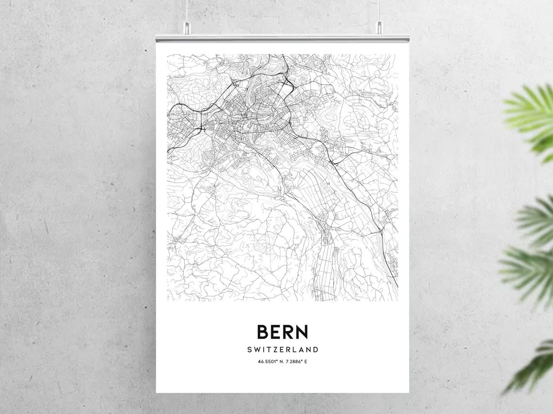 Bern Map Print Bern Map Poster Wall Art Bern City Map Bern | Etsy