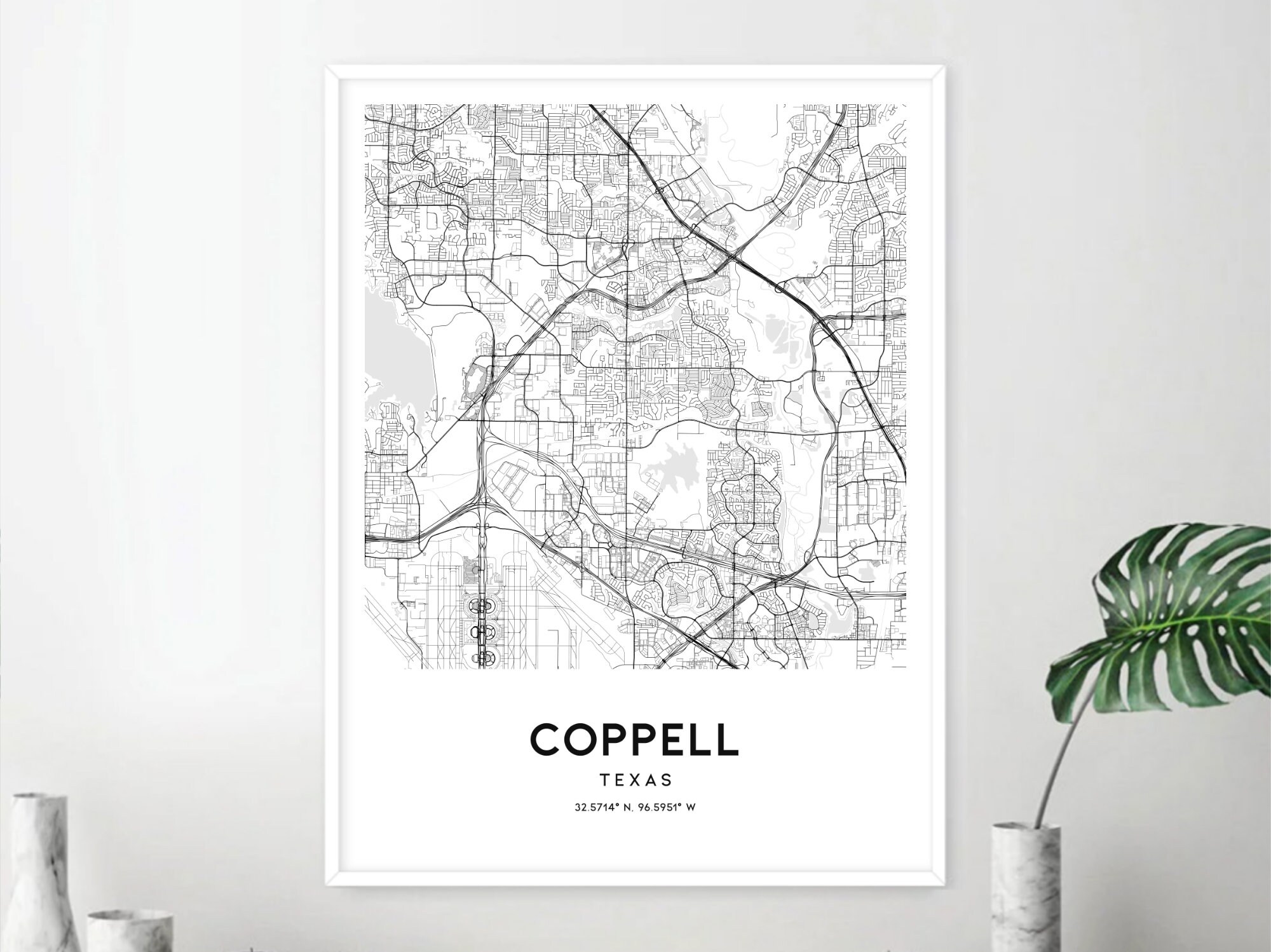 Coppell Map Print Coppell Map Poster Wall Art Tx City Map | Etsy