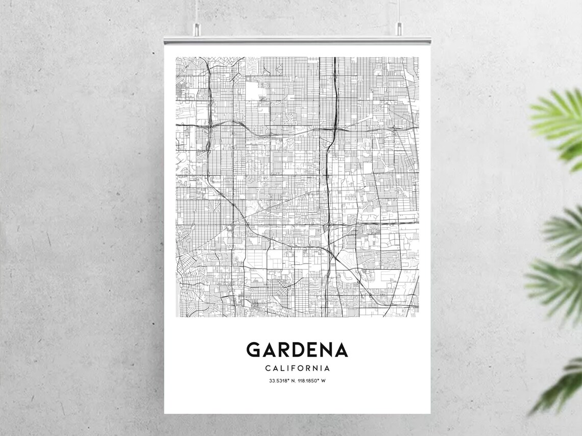 Gardena Map Print Gardena Map Poster Wall Art Ca City Map | Etsy