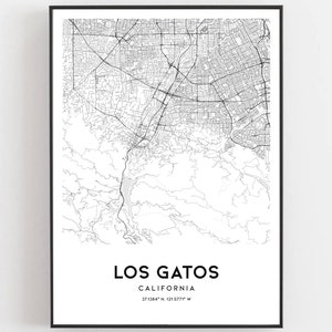 Los Gatos Map Print Los Gatos Map Poster Wall Art Ca City | Etsy